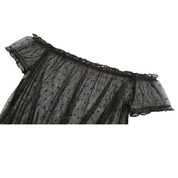 Tops | Sexy Black Lace Crop Top Transparent Shoulders Off | Poshmark